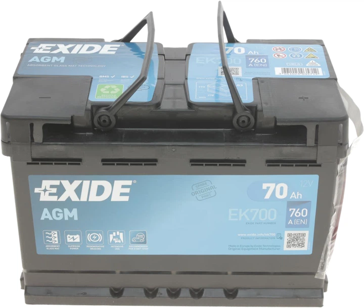 Автомобильный аккумулятор Exide AGM 6СТ-70 (EK700) 70 Ач (-/+) Euro 760 А (EK700) – фото, отзывы ...