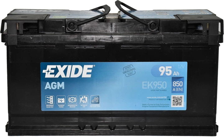 Автомобільний акумулятор Exide AGM 6СТ-95 (EK950) 95 А·год (-/+) Euro 850 А (EK950) – фото ...