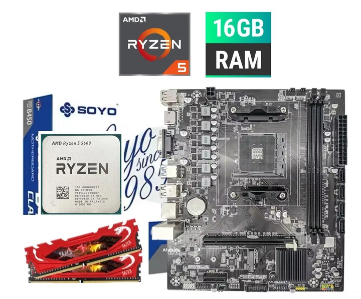 Комплект AMD AM4 V1 /AMD B450M / AMD Ryzen 5 5600 / 16GB DDR4 – фото, відгуки, характеристики в ...