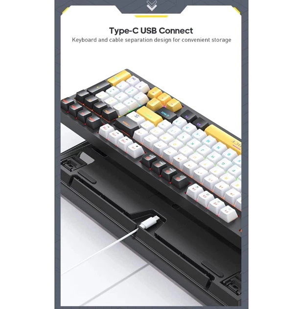 Клавіатура механічна ігрова з підсвічуванням iMICE GK-500 USB Wired Type-C, Eng/Укр/Рус, Black ...