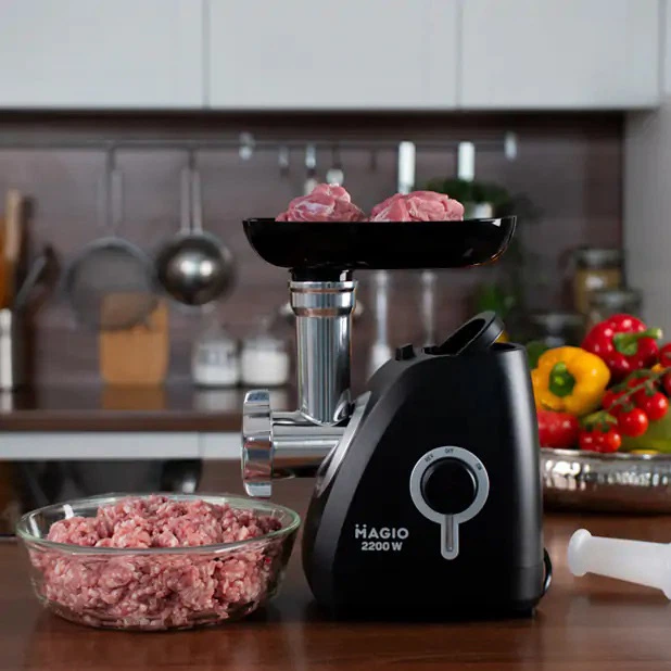 М'ясорубка MAGIO MG-270 2200 Вт М'ясорубка з насадками для нарізки овочів, М'ясорубка електрична ...