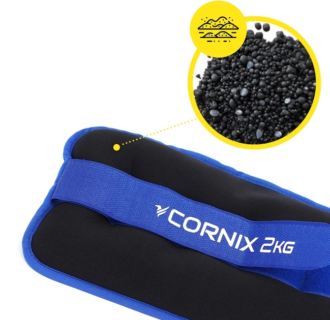 Обважнювачі-манжети Cornix для ніг та рук 2 x 2 кг Чорно-сині (XR-0174 ...
