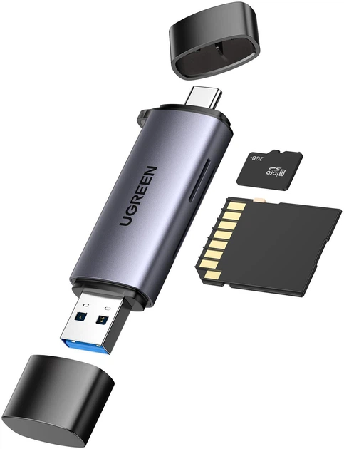 Кардридер Ugreen CM185 USB-C + USB to TF/SD 3.0 Card Reader Gray (UGR-50706) – фото, отзывы ...