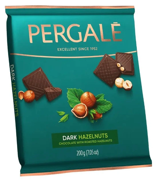 Чорний шоколад Pergale з Цільними лісовими горіхами 200 г ...