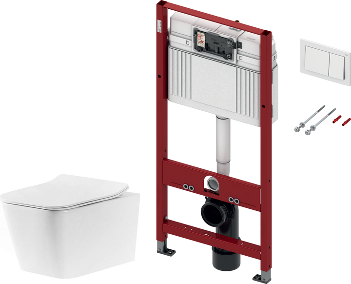 Інсталяція TECE base 9400006/9400406 з панеллю змиву TECEbase біла + унітаз підвісний DEVIT ...