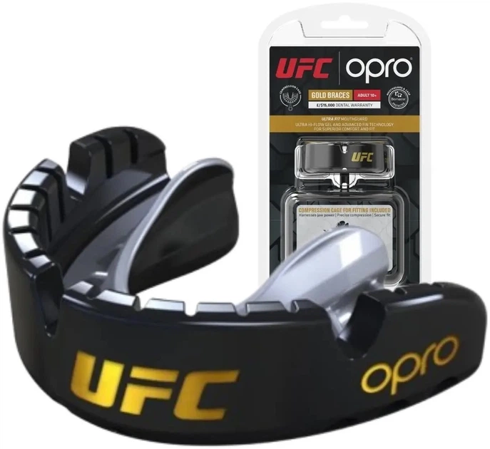 Капа OPRO Gold UFC Braces под брекеты взрослая (возраст 11+) Black ...