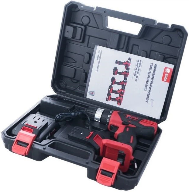 Аккумуляторный шуруповерт Edon AD-18C, 18 В, 2 А/ч, 1350 об/мин, 30 Нм, 2 скорости, реверс, кейс ...