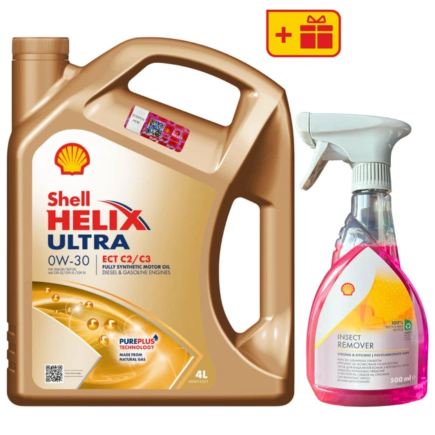 Shell Helix Ultra ECT C2/C3 0W-30, 4 л + Shell Insect Remover 0.5 л ...