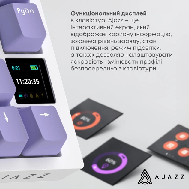 Клавіатура бездротова AJAZZ AK820 PRO 75% на Gift Switches Purple-White-Blue – фото, відгуки ...