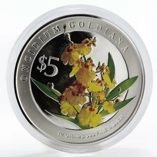 Монети Silver Coins Flowers Oncidium Goldiana colored proof coin 2008 ...