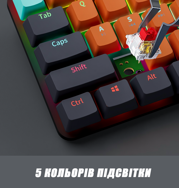 Механічна ігрова клавіатура MUCAI MKA610B 60% RGB підсвітка Червоні ...
