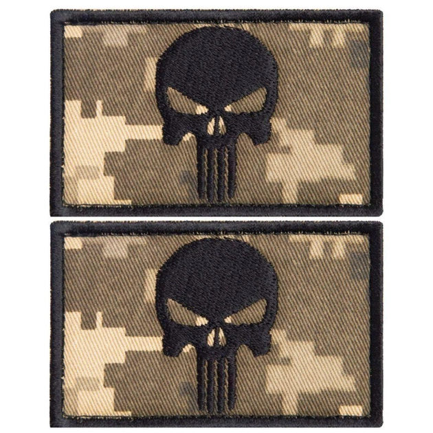 Набір шевронів 2шт з липучкою Punisher Череп Каратель піксель вишитий патч 5х8 см 4648697