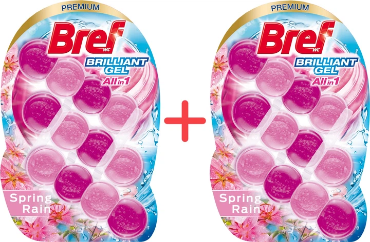 Упаковка туалетних блоків для унітазу Bref Блискучий гель Весняний дощ ...