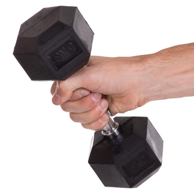 Гантель цільна шестигранна гексагональна гексагональна обгумована SP ...