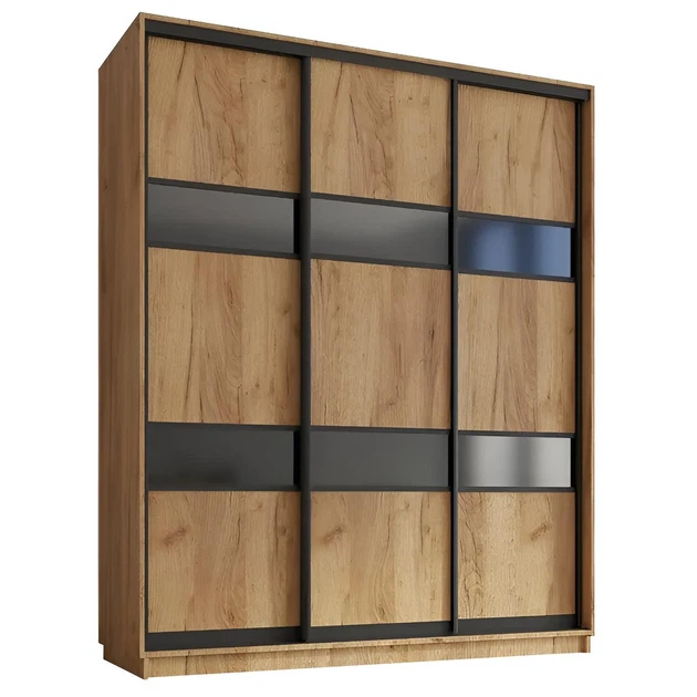 Шафа купе тридверна Новатор Лофт 04-2186 (180х60х220) Дуб Крафт золотий ...