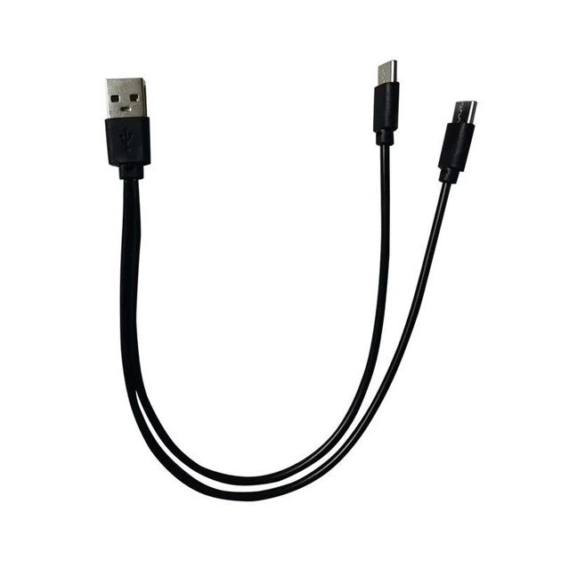 Кабель спліттер USB - 2 Type-C для зарядки та живлення 2A 20см Чорний ...