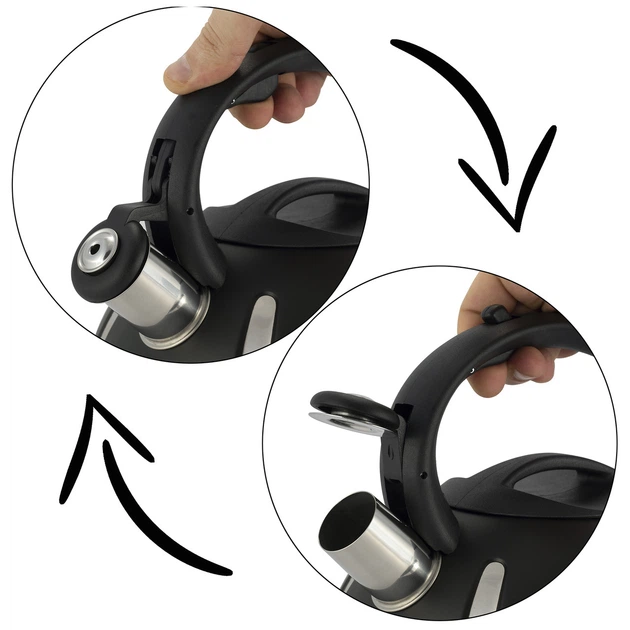 Чайник Ofenbach Чорний 2л з нержавіючої сталі зі свистком і нейлонової ...