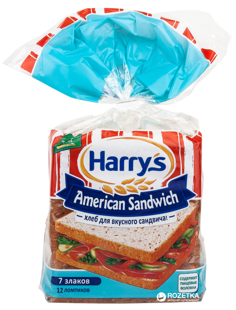 Сандвичный хлеб Harrys American Sandwich 7 злаков 470 г (12 ломтиков ...