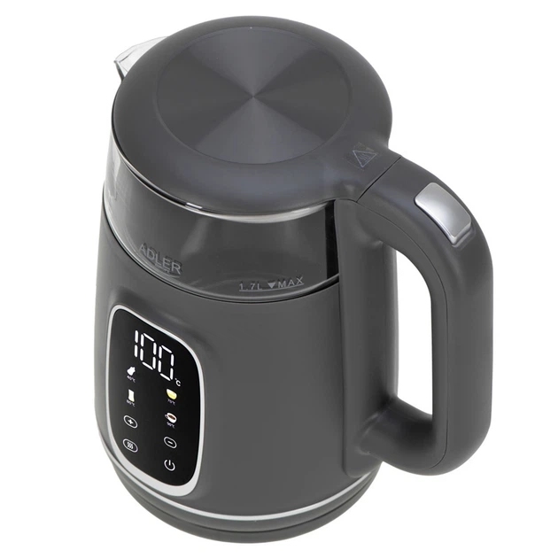 Чайник електричний скляний Adler AD 1305 Grey-Silver 2.2 кВт дисковий з ...