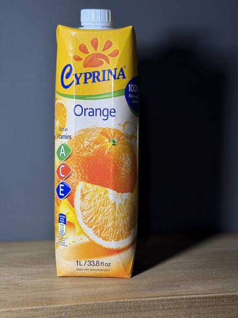 Сік апельсиновий з вітамінами А,С,Е "Cyprina", 1л, Кіпр від продавця ...