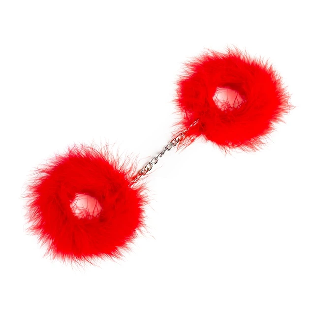 Пухнасті наручники Secret Play Feather Handcuffs Marabou Червоні One ...