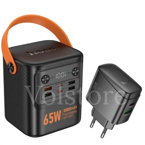 Комплект Павербанк Hoco J152 Pro 80000mAh 65W та Мережевий Адаптер Hoco ...