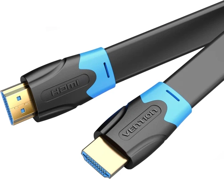 Кабель Vention HDMI M - M, 1.0м, V2.0, 4K 60Гц, PVC Flat Design Black ...