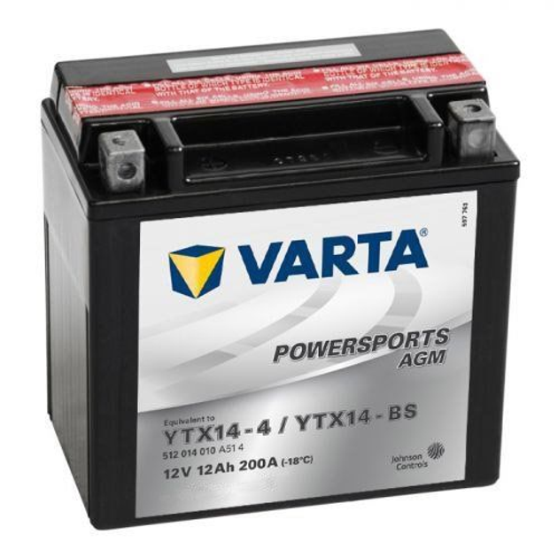 Мото аккумулятор VARTA YTX14-BS (YTX14-4) Powersports AGM 12 Аh, 200 А ...