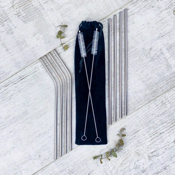 Металеві еко трубочки для коктейлів Olin & Olin багаторазові соломинки ...