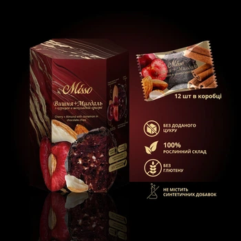 Фруктово-горіхові цукерки Misso Вишня+Мигдаль з корицею в шоколадній ...