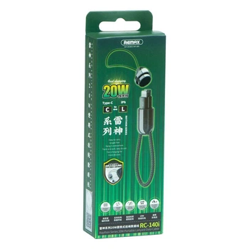 Кабель USB Remax RC-140i Raython series 20W Type-C to Lightning Чорний ...