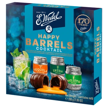 Цукерки з Алкогольною начинкою E.Wedel Happy Barrels Cocktail 200 г ...