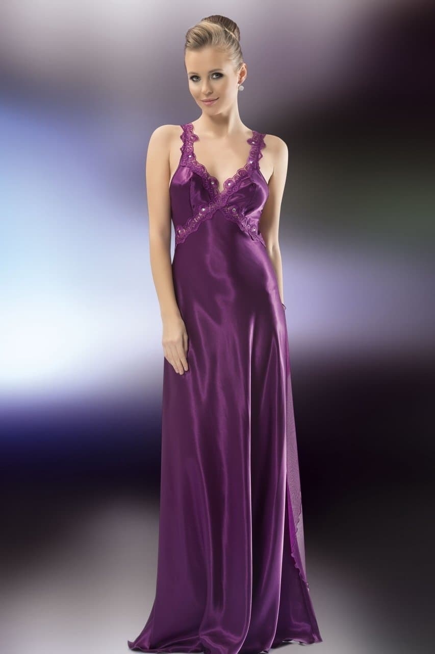 Сорочка атласна довга For Dreams 3501 XL Фиолетовый от продавца ...