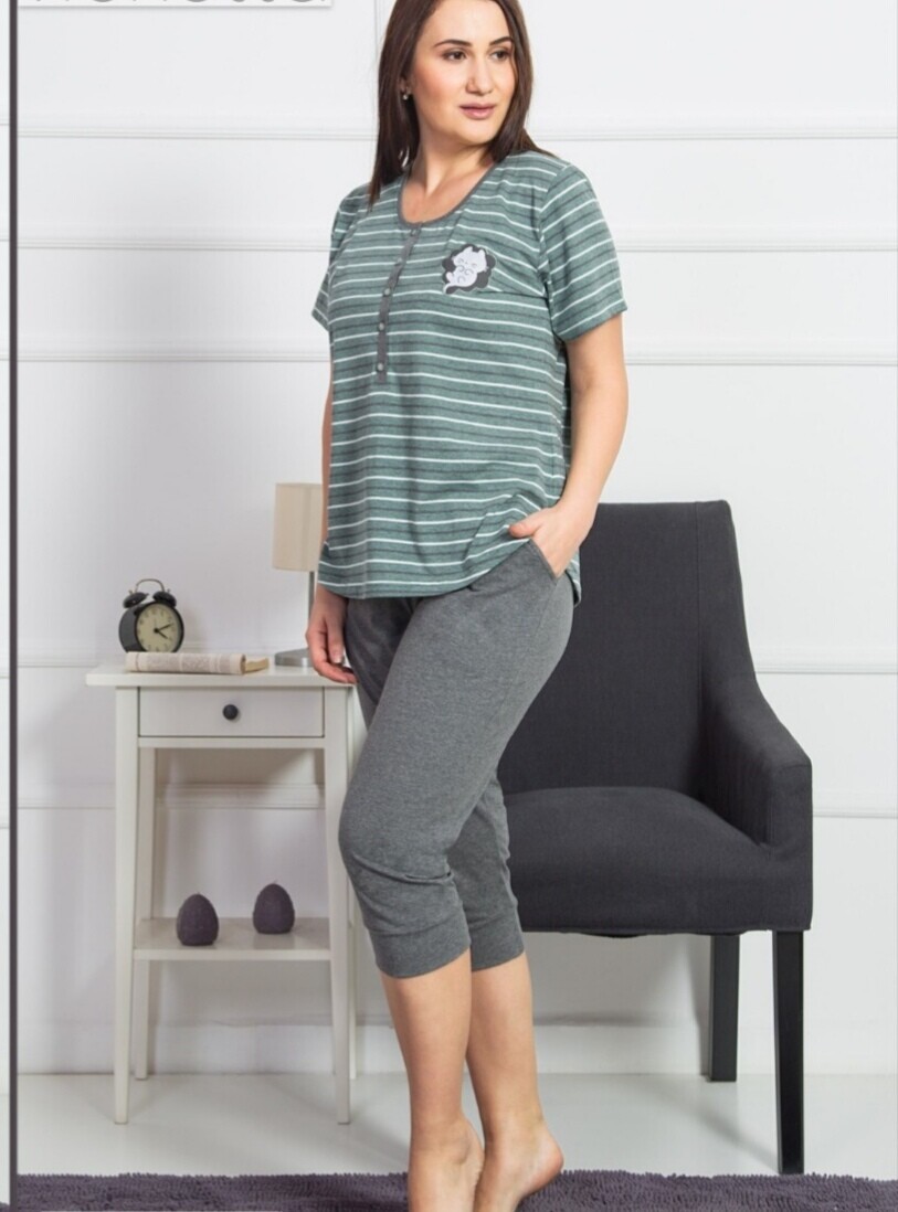 Комплект футболка и бриджи Vienetta 3XL серый с зеленым 9120561 от продавца: Колибри – в ...