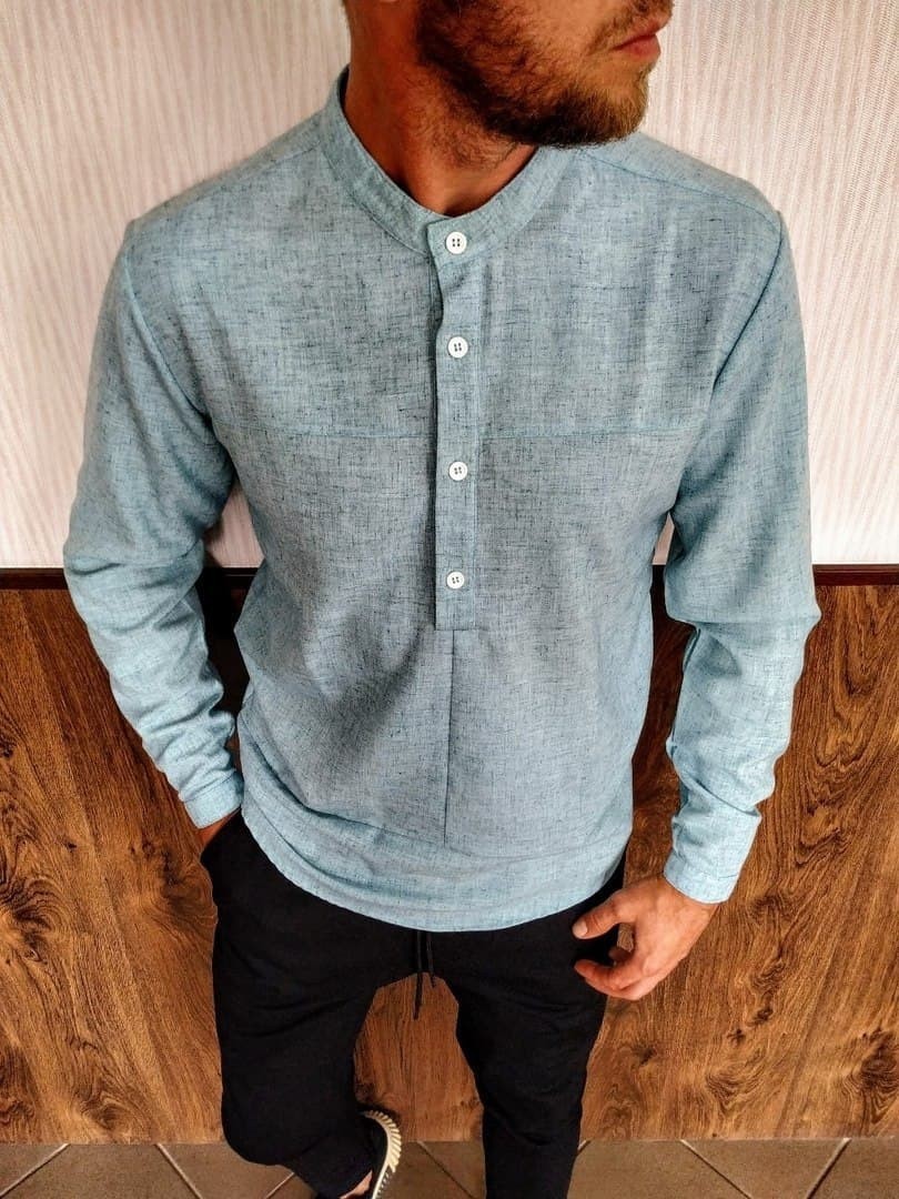 Рубашка R.A. Long Sleeve Linen M бирюзовая 1888-M от продавца: RaSko ...