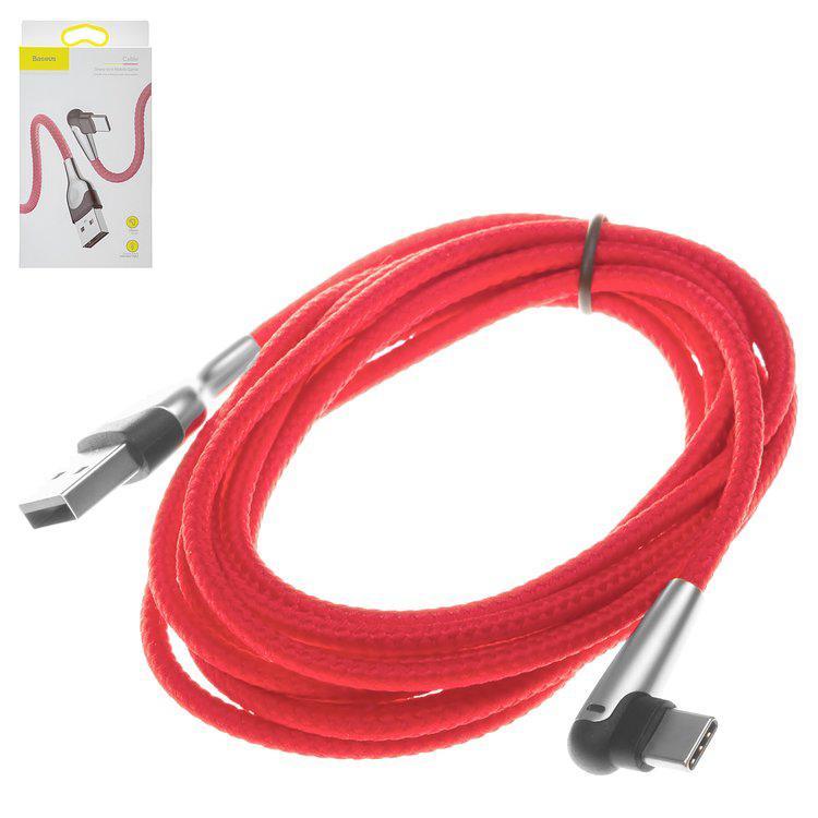 USB-кабель Baseus, USB тип-C, USB тип-A, 200 см, червоний, з ...