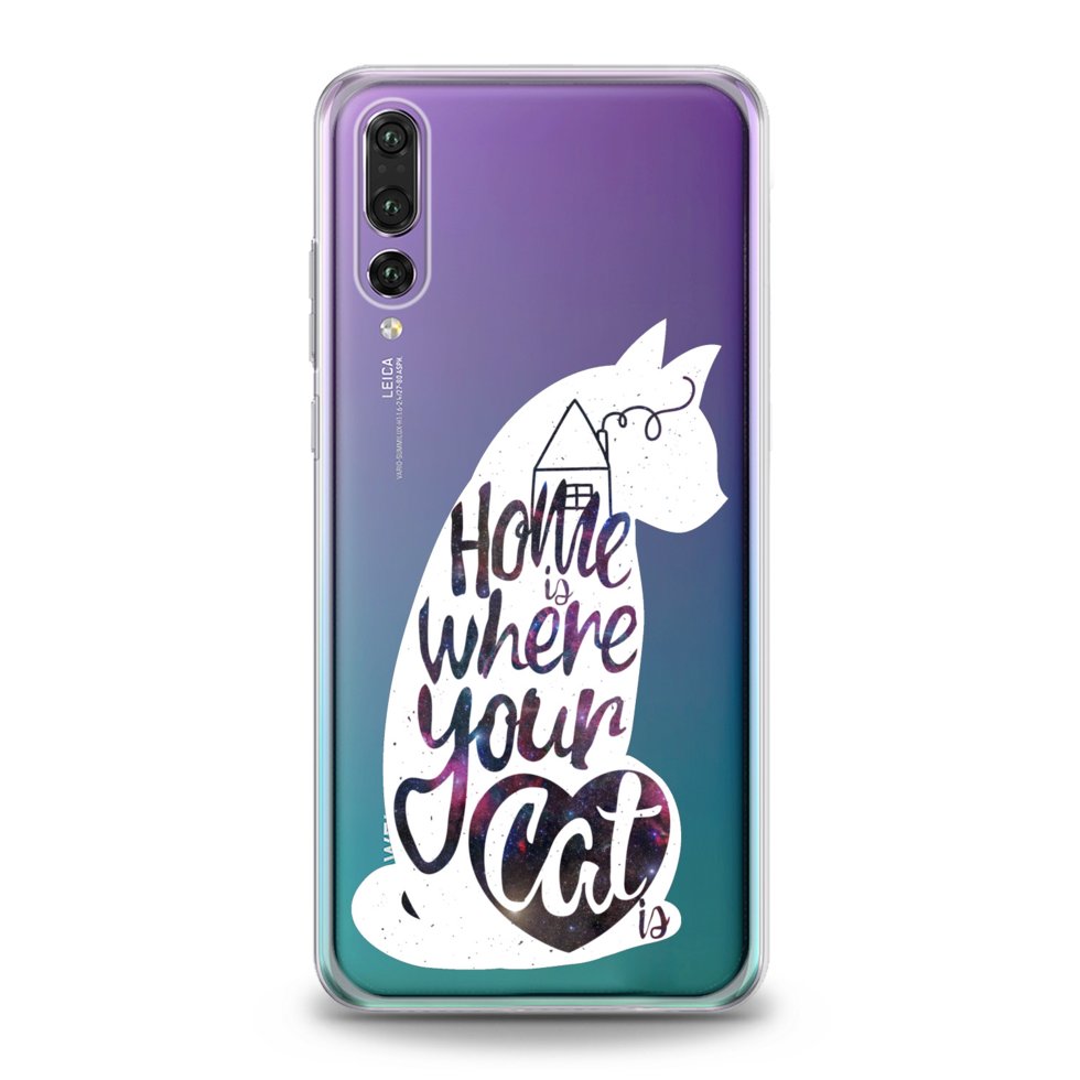 Чехол силиконовый для Huawei (Белая кошка) Mate 20 Lite хуавей мейт ...