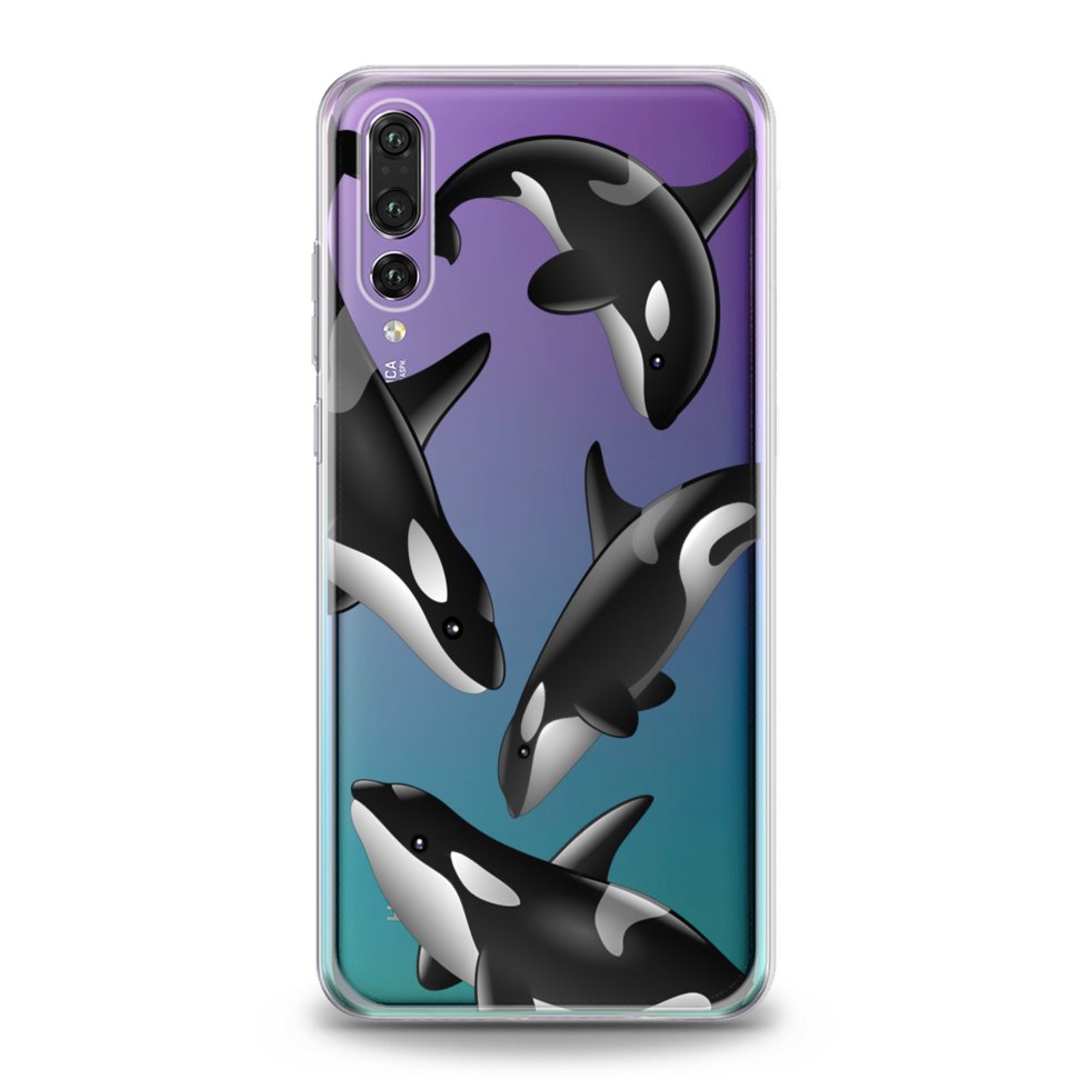 Чехол силиконовый для Huawei (Игривые касатки, акварель) Honor Magic 2 ...