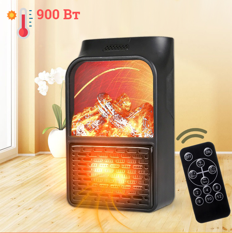 Портативний електричний тепловентилятор з імітацією полум'я Flame ...