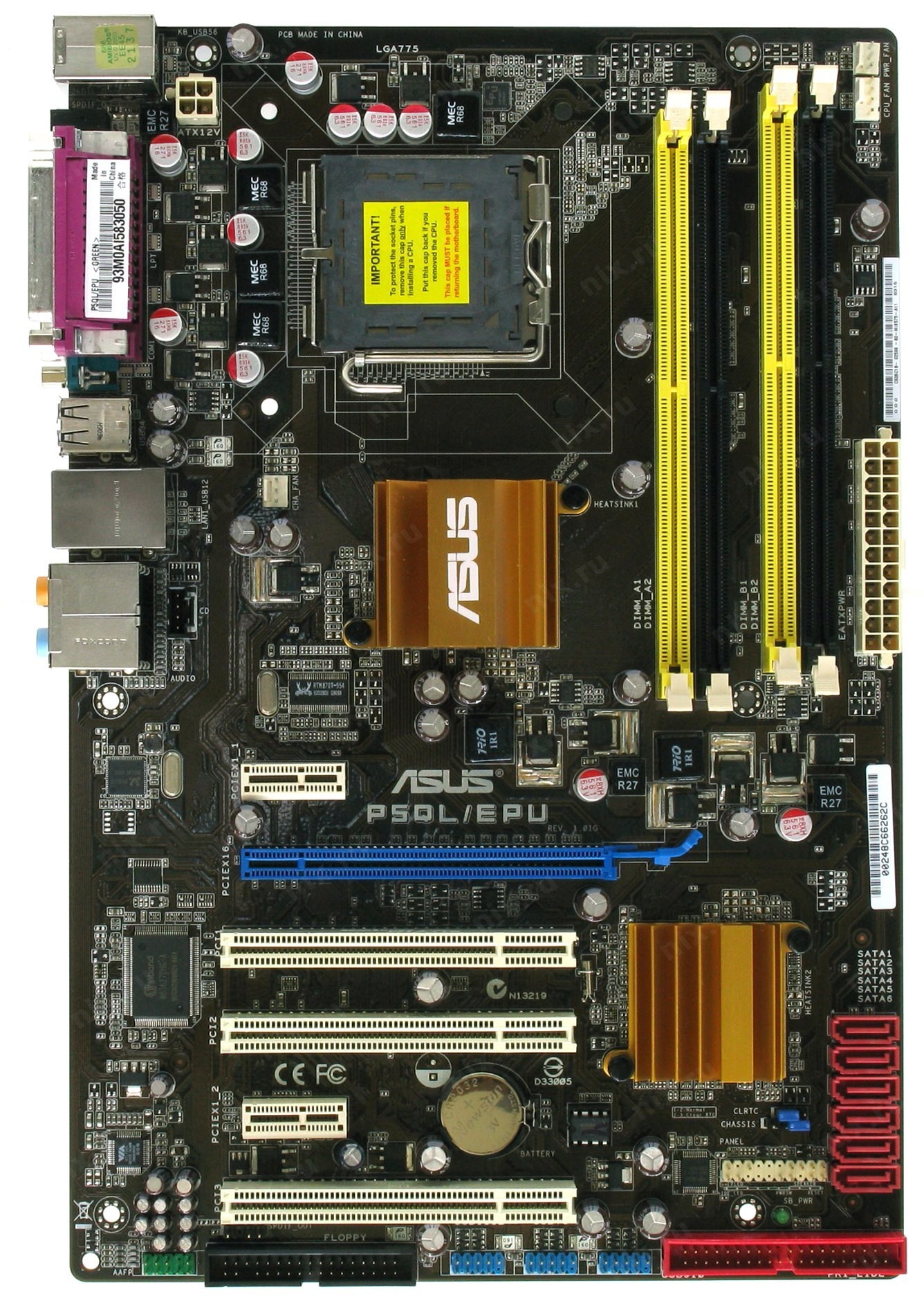 Материнська плата ASUS P5QL/EPU Socket 775 ( s775, DDR2, P43, PCI-Ex16 ...