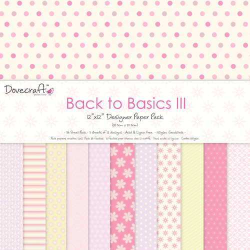 Набір паперу Back to Basics III 30х30 см, 12 аркушів, від Dovecraft ...
