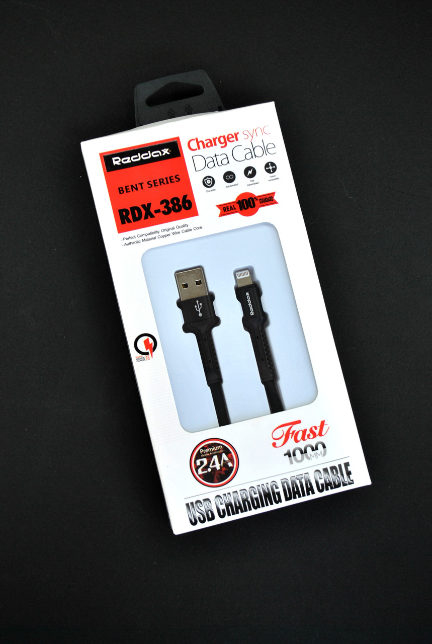 Кабель Usb Lightning RedDax RDX-386 2.4A 1m (круглый,тканевый,метал ...
