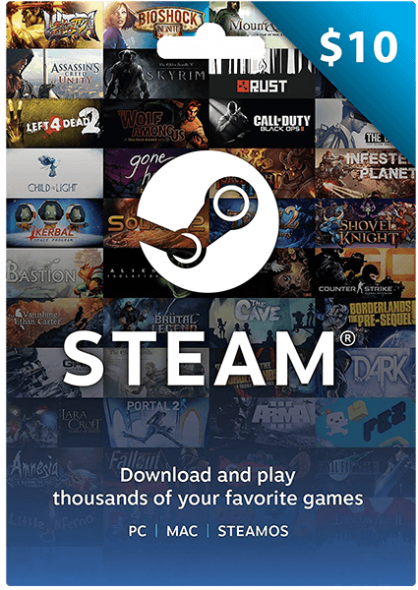 Электронный ключ (Подарочная карта) Стим Steam Gift Card на сумму 10 ...