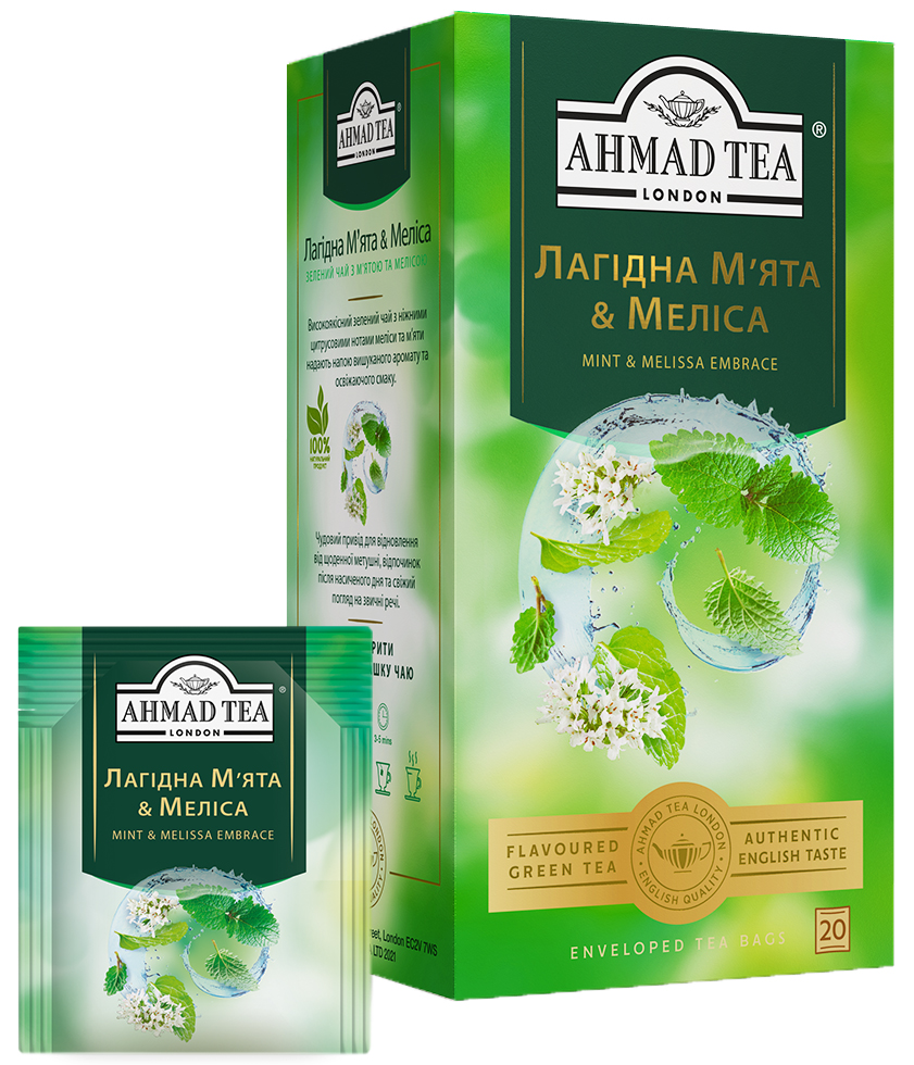 Чай зеленый пакетированный Ahmad Tea Нежная Мята и Мелисса 20 x 1.8 г ...