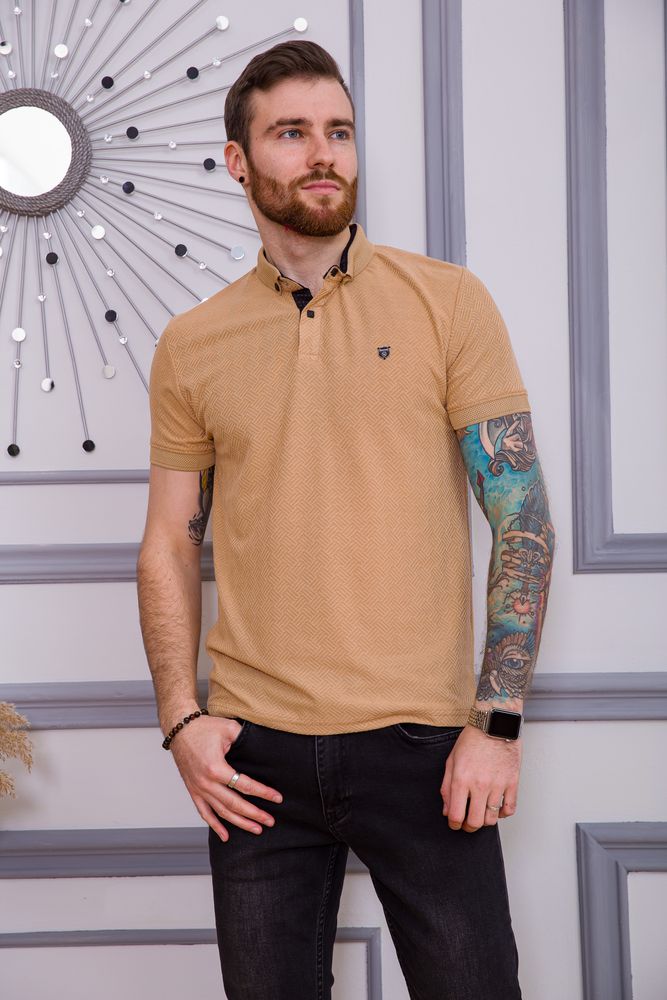 Поло для чоловіків колір темно-бежевий розмір S FA_01786 від продавця ...