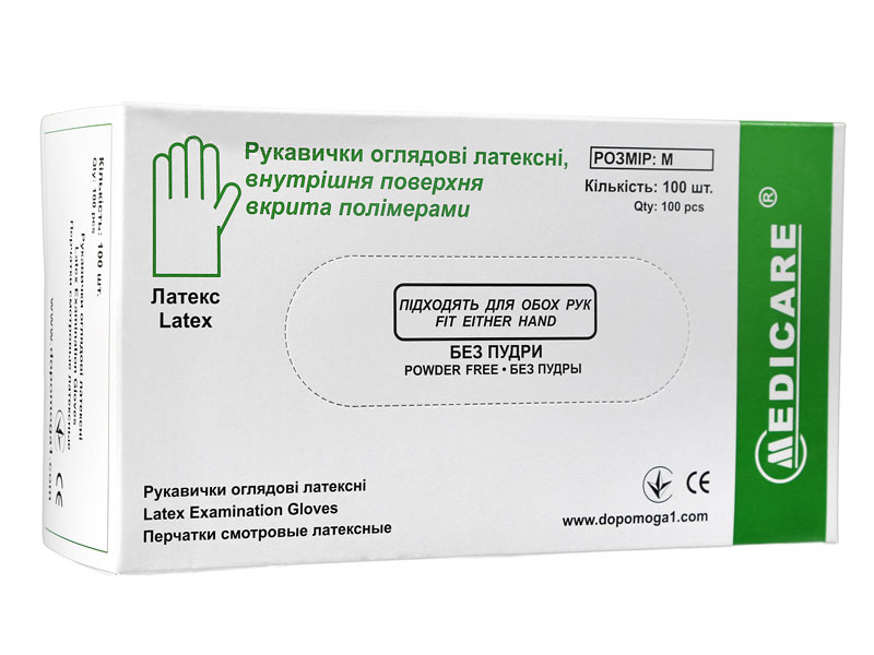 Перчатки латексные без пудры M белые Medicare 100шт – низкие цены ...