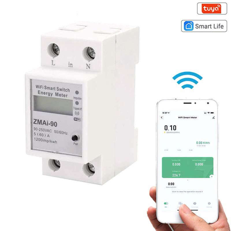 Wi-fi реле счетчик электроэнергии Tuya Wifi Smart Switch под DIN рейку ...