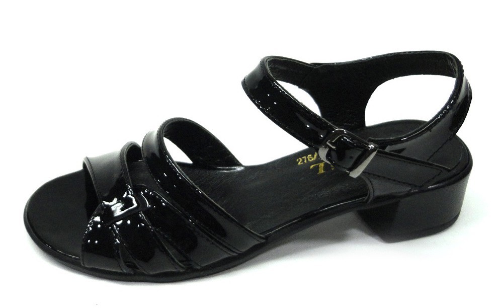 Жіночі босоніжки ROZAL 276/10 чорний лак натуральна 42 розмір – низькі ...
