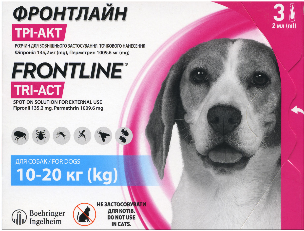 Капли от блох и клещей для собак Boehringer Ingelheim Frontline Tri-Act ...