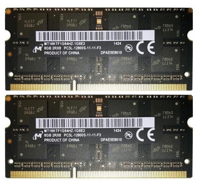 Оперативна пам'ять Micron SoDimm 16Gb (2*8Gb) DDR3L 1600MHz PC3L 12800 CL11 (MT16KTF1G64HZ-1G6E2 ...